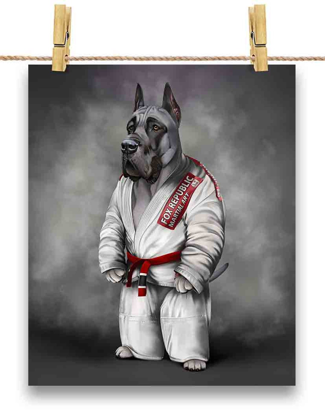 Blue Great Dane Dog Martial Artist in White Judogi: Judo & Karate ...