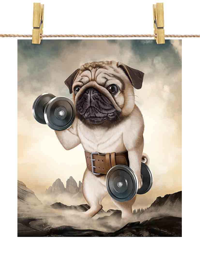 Monster Pug Dog Carrying Dumbbell Exercise Fitness Gym Workout - Etsy