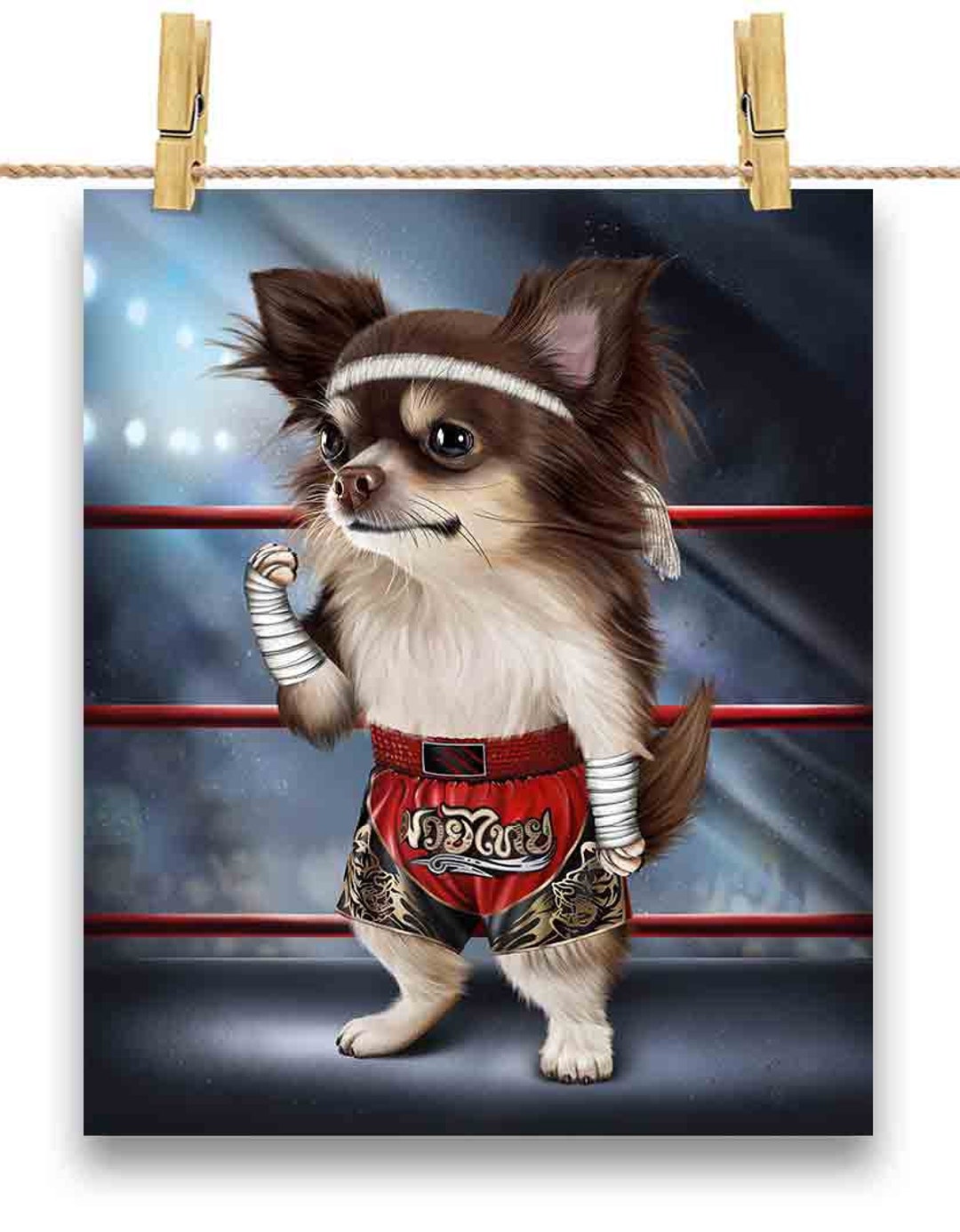 Chocolate Chihuahua Dog as a Muay Thai Kickboxing Fighter - Poster ...