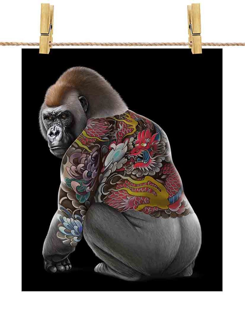 Gorilla With Traditional Japanese Dragon Tattoo Irezumi - Etsy