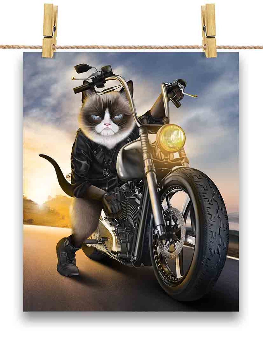 Cat Riding Chopper Motorcycle - Poster Print, Wall Art, Home Decor, and ...