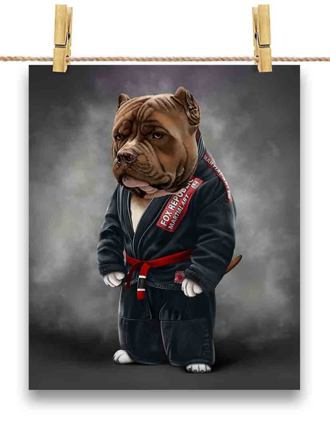 Tan Pit Bull Dog Martial Artist in Black Judogi: Judo & Karate Poster ...