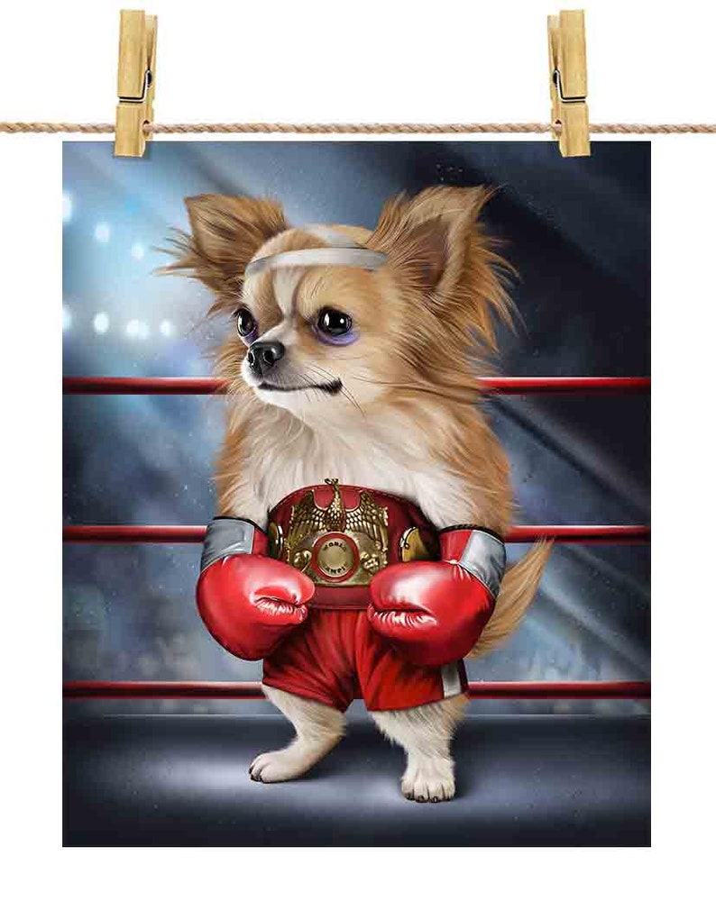 Chihuahua Dog as Boxing Champion Boxer Fighter MMA - Poster Print, Wall ...