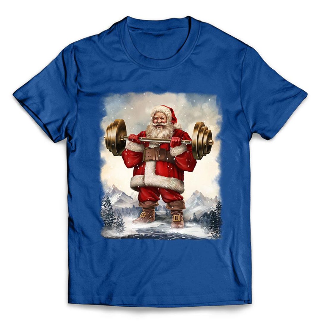Mighty Santa Claus Powerlifting in Snow-covered Mountain Valley Short ...