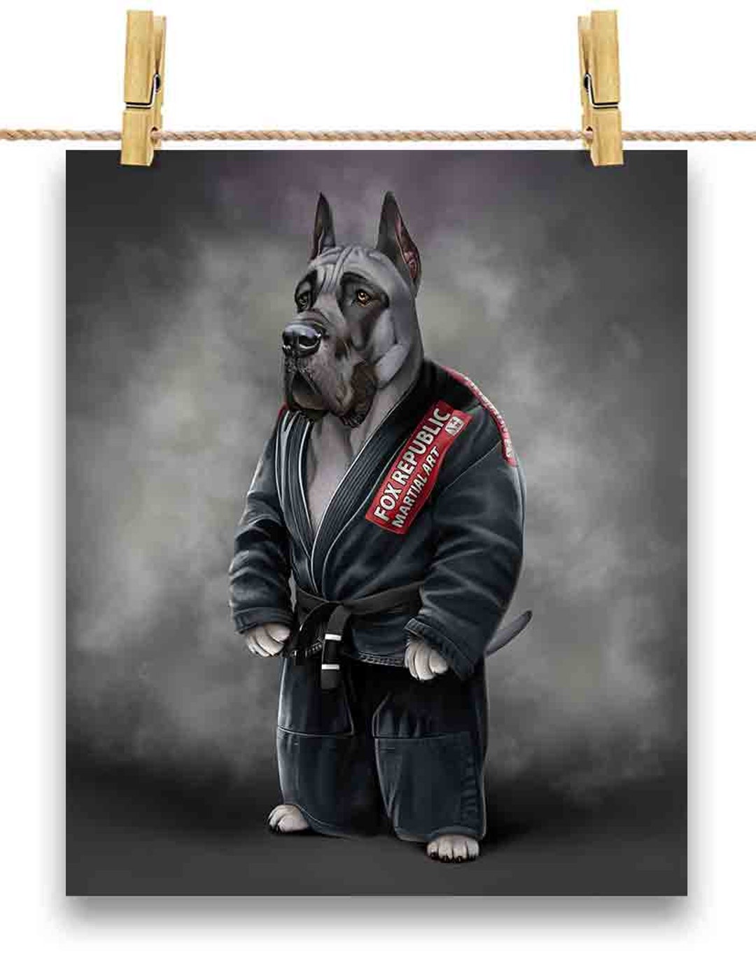 Blue Great Dane Dog Martial Artist in Black Judogi: Judo & Karate ...