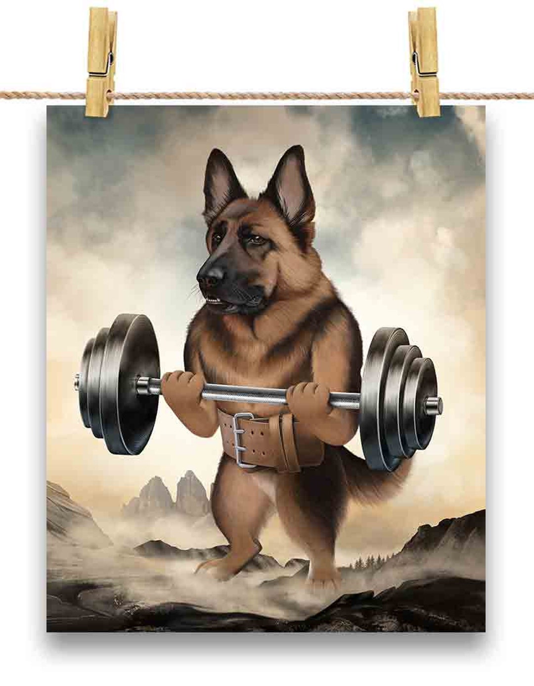 German Shepherd Dog Lift Barbell Shrug Bar Exercise Fitness Gym ...