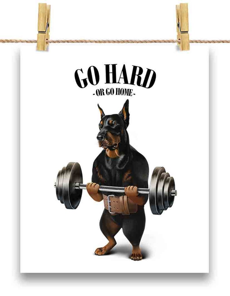 Monster Doberman Pinscher Dog Weightlifting Exercise Fitness Gym ...