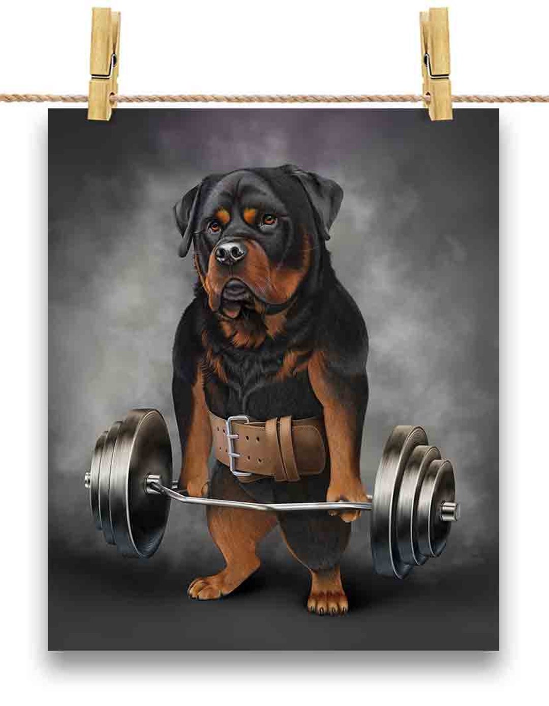 Rottweiler Dog Lift Barbell Shrug Bar Exercise Fitness Gym - Poster ...