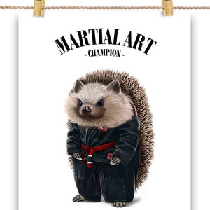 Hedgehog Martial Artist in Black Judogi: Judo & Karate - Poster Print ...