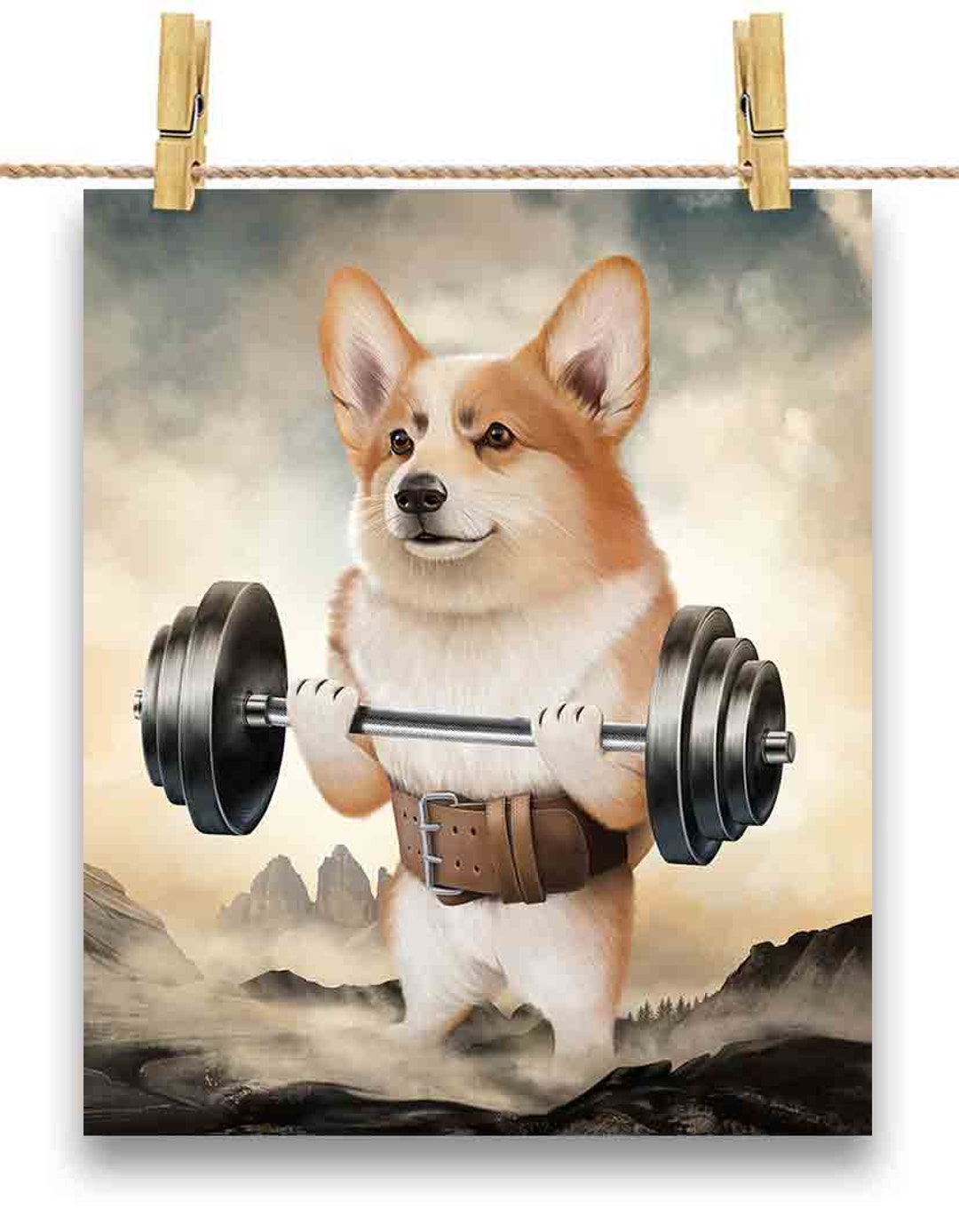 Pembroke Welsh Corgi Dog Muscle Training Weightlifting - Poster Print ...