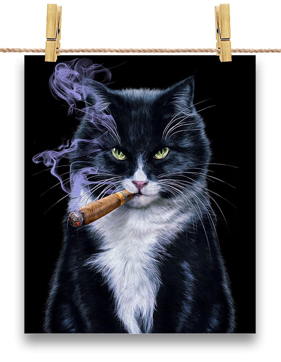 PRINTABLE Boss Cat Puffing a Cigar Art Poster, Digital Download, Wall ...
