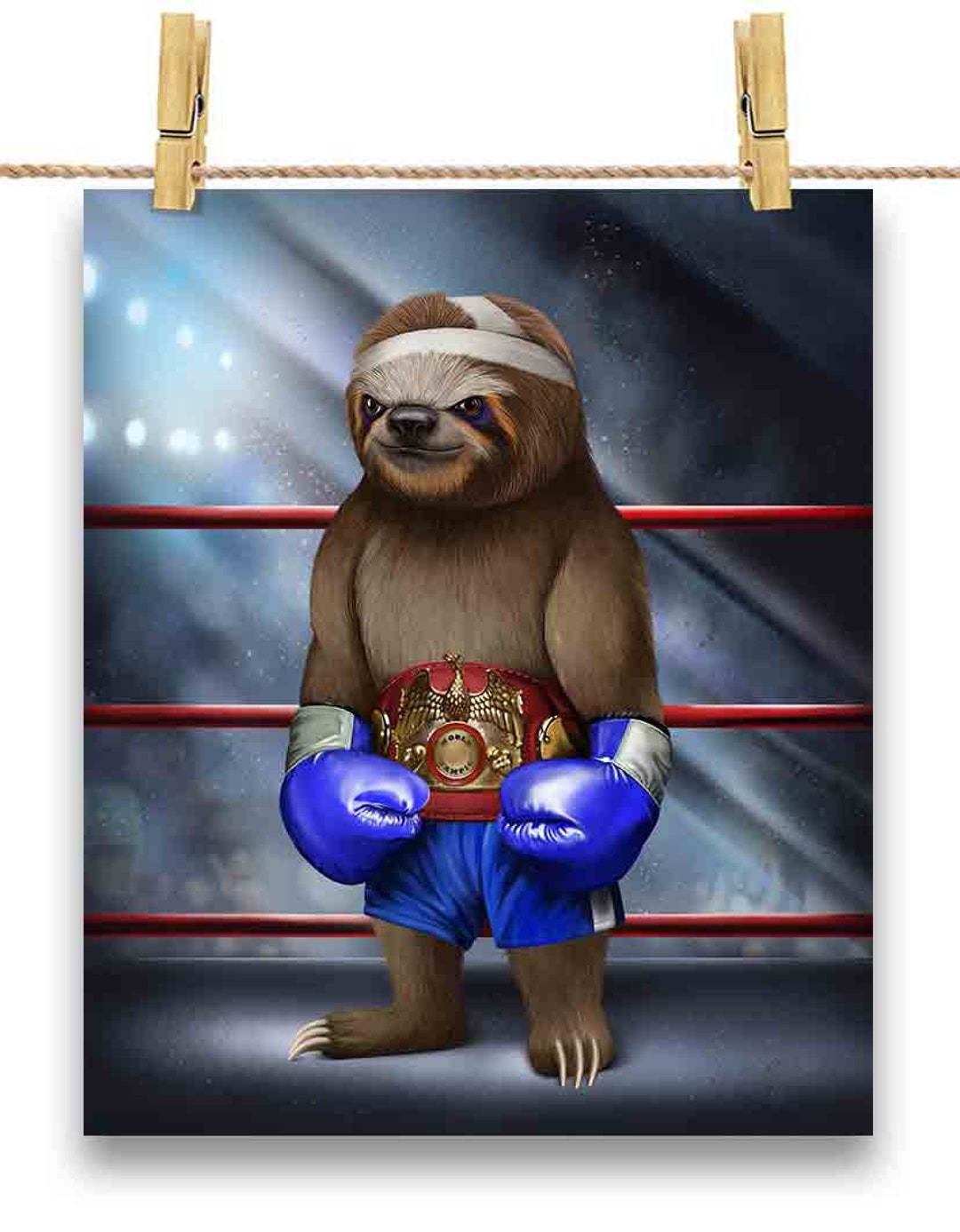 Boxing Champion Giant Sloth Fighter - Poster Print, Wall Art, Home ...