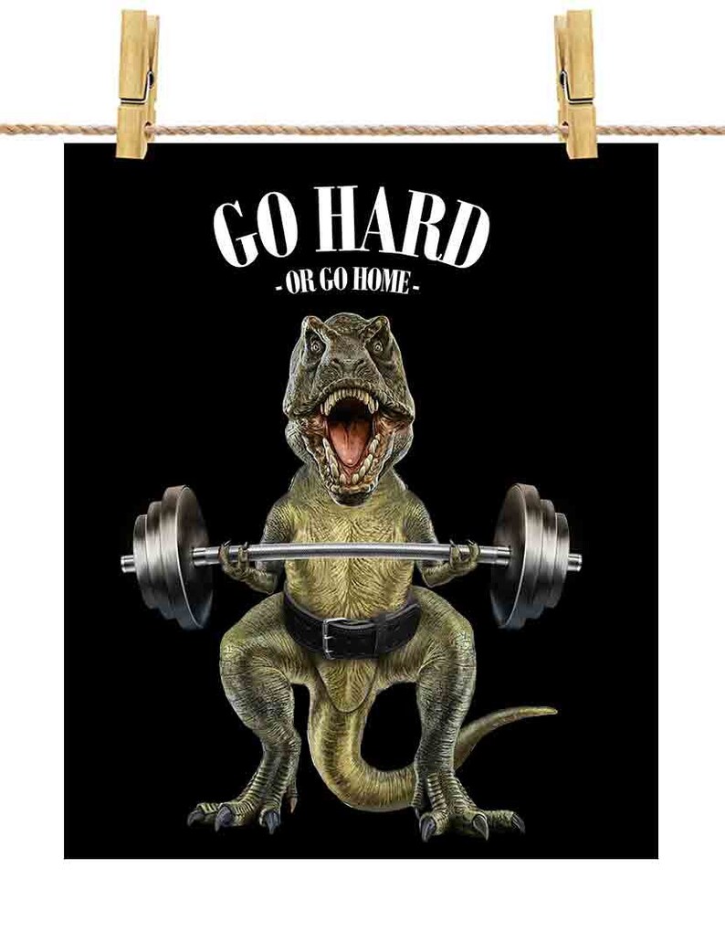 Tyrannosaurus Dinosaur Weightlifting in Fitness Gym Custom - Etsy
