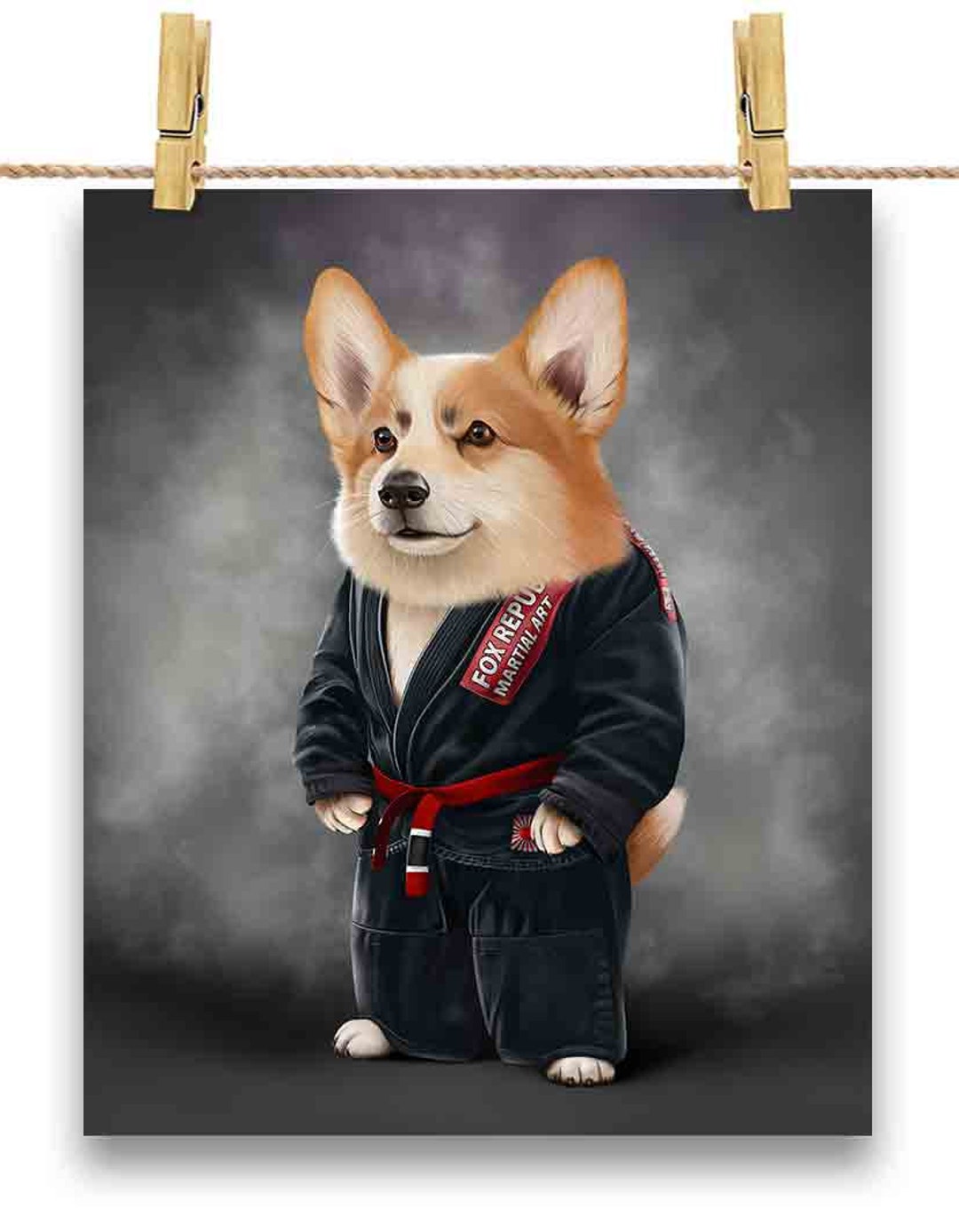Pembroke Welsh Corgi Dog Martial Artist in Black Judogi: Judo & Karate ...