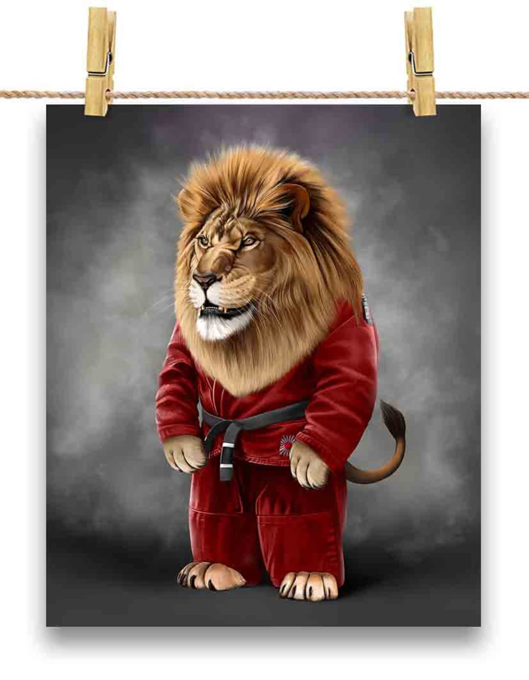 Lion Martial Artist in Red Judogi: Judo & Karate - Poster Print, Wall ...