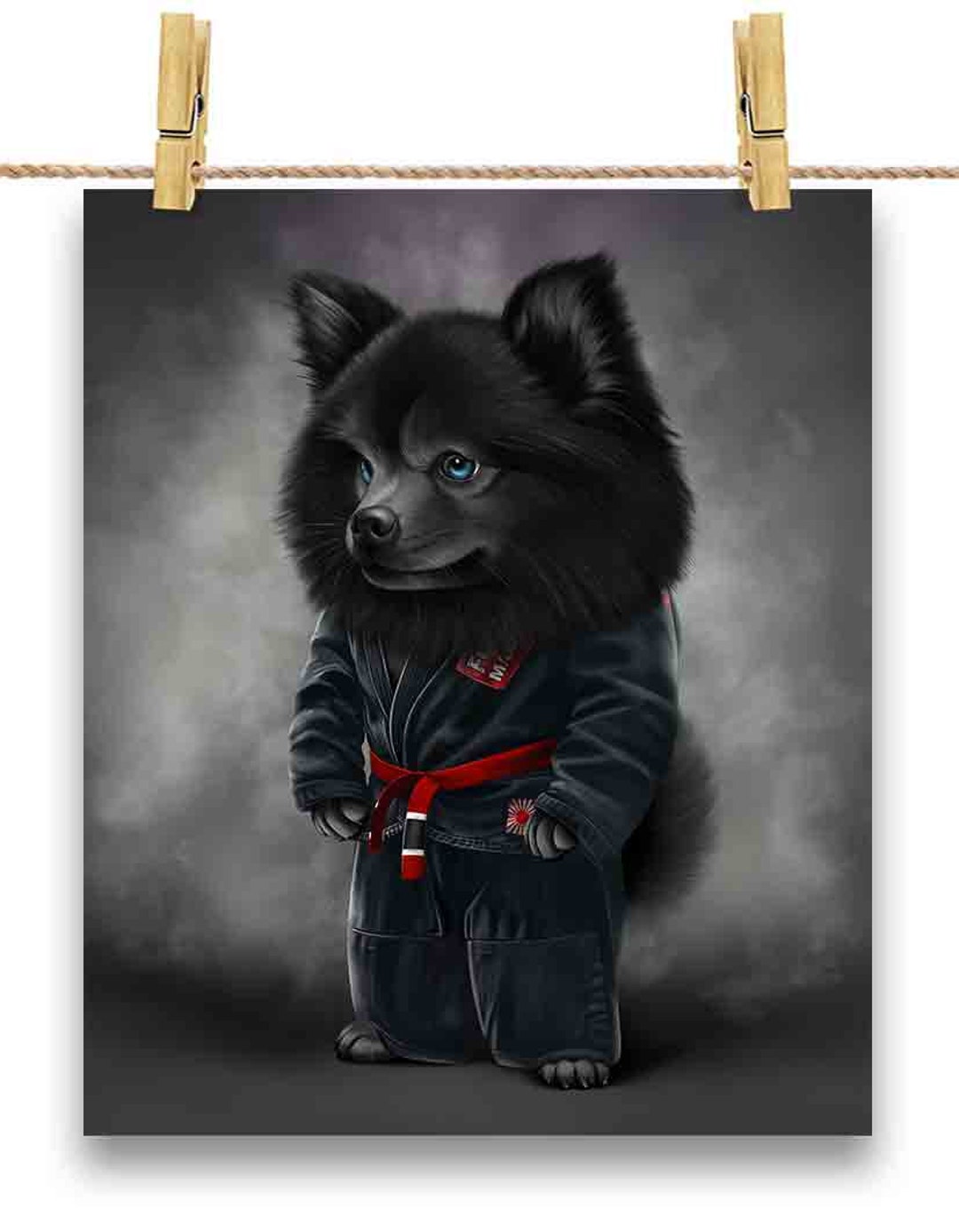 Black Pomeranian Dog Martial Artist in Black Judogi: Judo & Karate ...