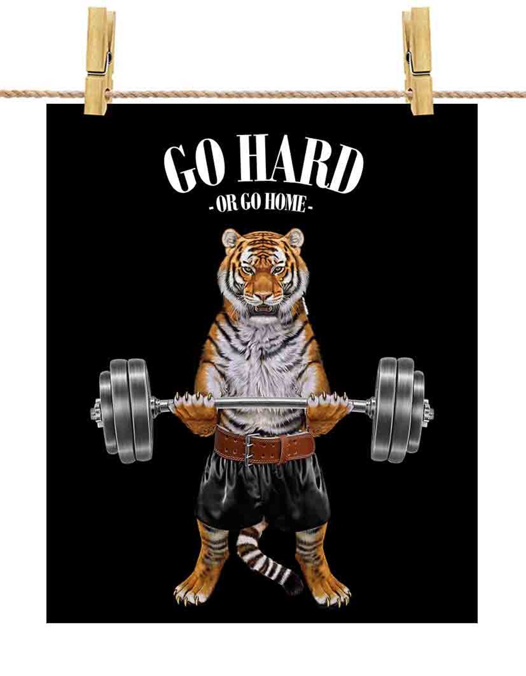 Tiger Weightlifting in Fitness Gym - Poster Print, Wall Art, Home Decor ...