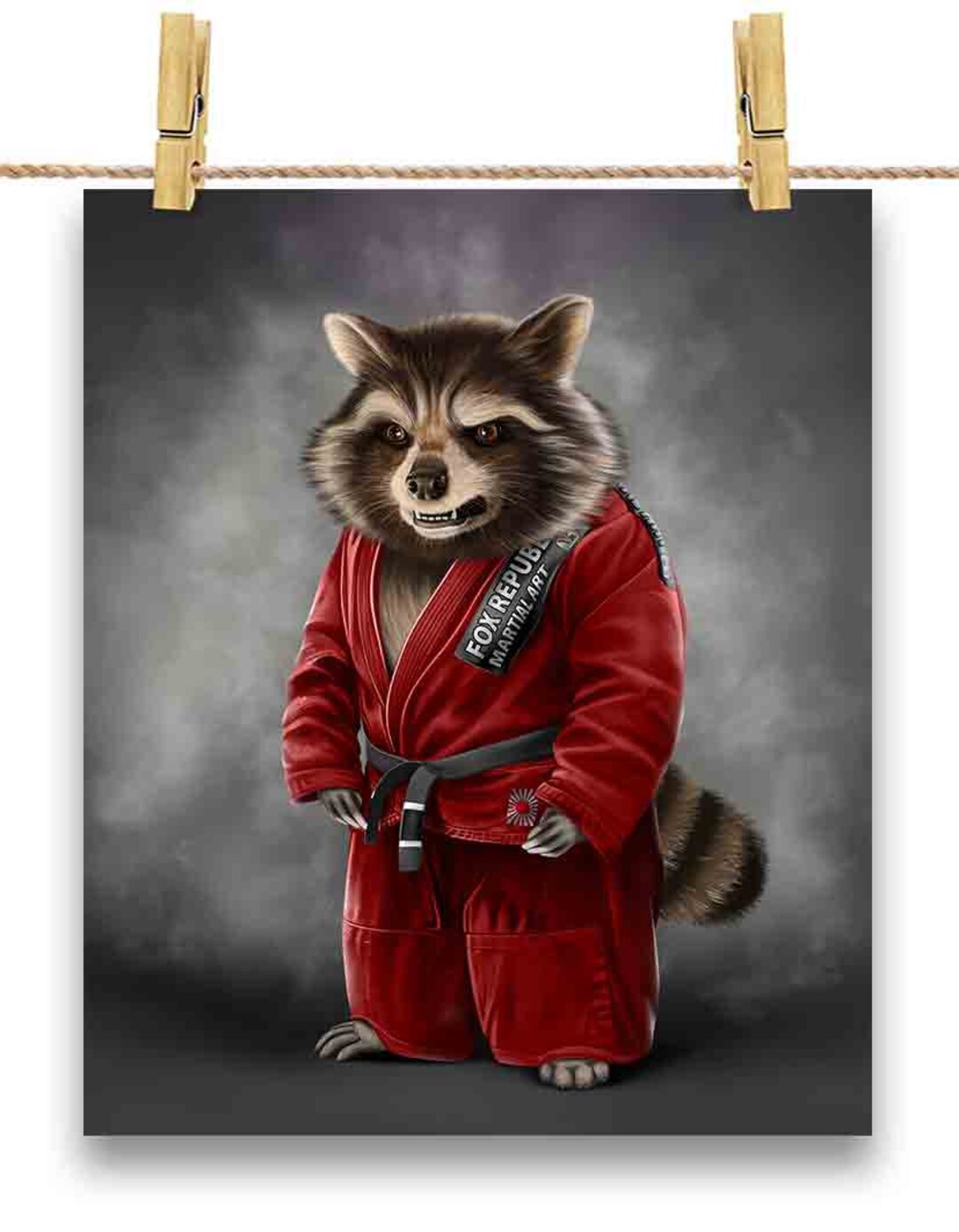 Raccoon Martial Artist in Red Judogi: Judo & Karate - Poster Print ...