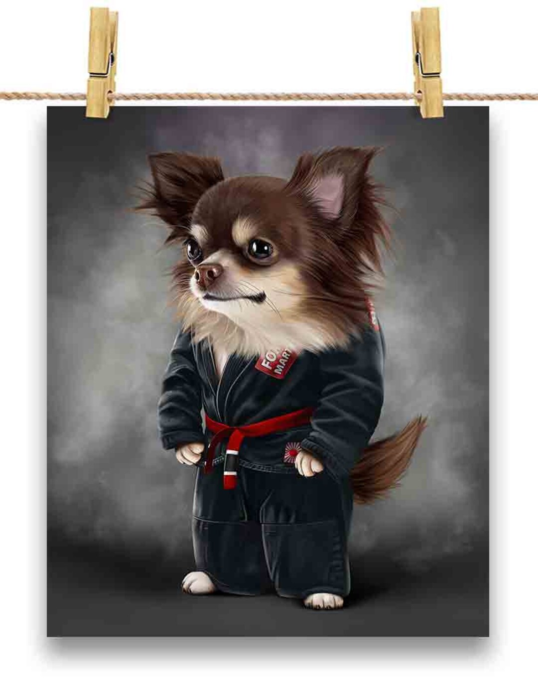Chocolate Chihuahua Dog Martial Artist in Black Judogi: Judo & Karate ...