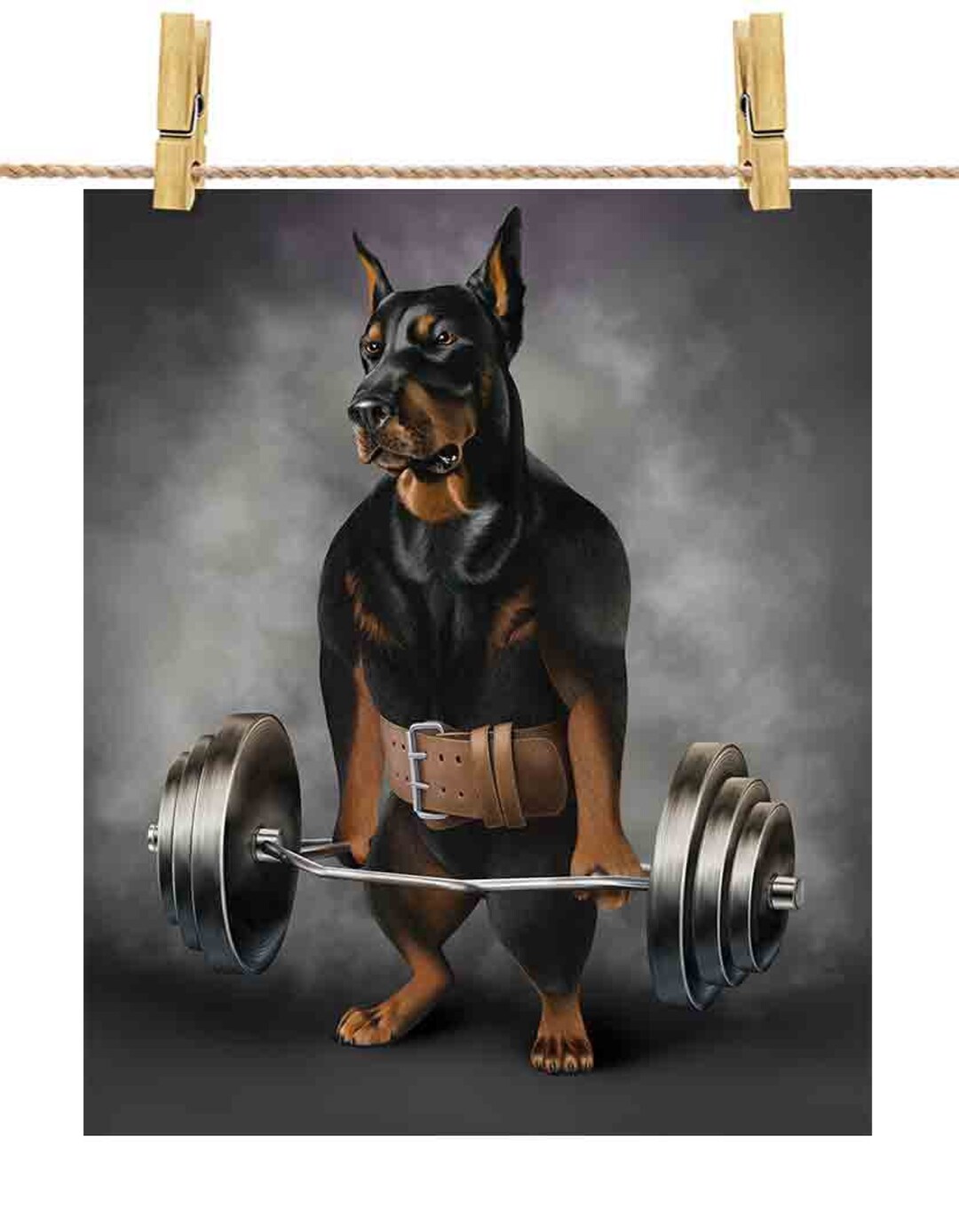 Doberman Pinscher Dog Lift Barbell Shrug Bar Exercise Fitness Gym ...