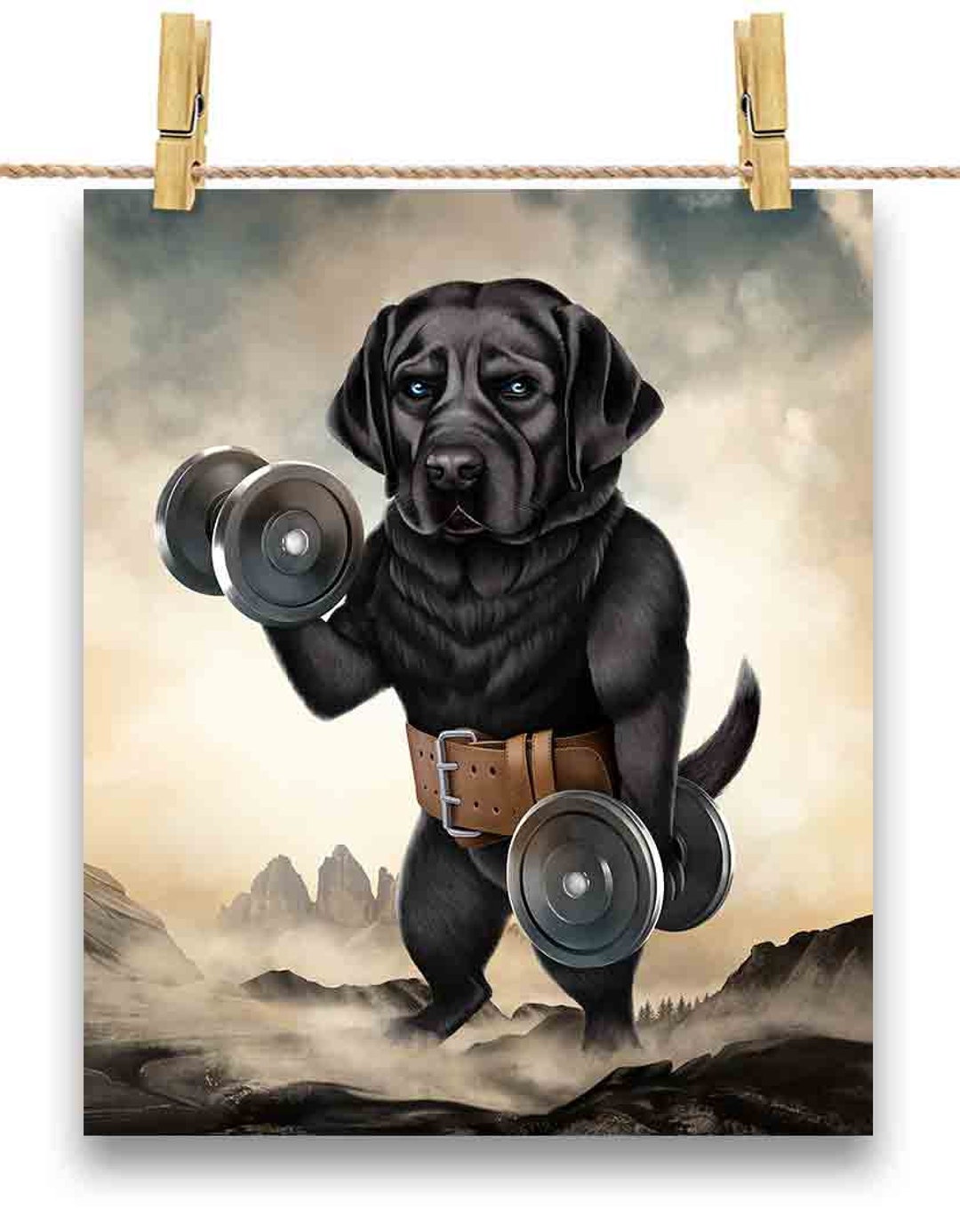 Black Labrador Retriever Dog Muscle Training Weightlifting With ...