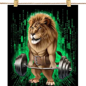 Lion Muscle Training With Barbell Shrug Bar Fitness Gym - Poster Print ...