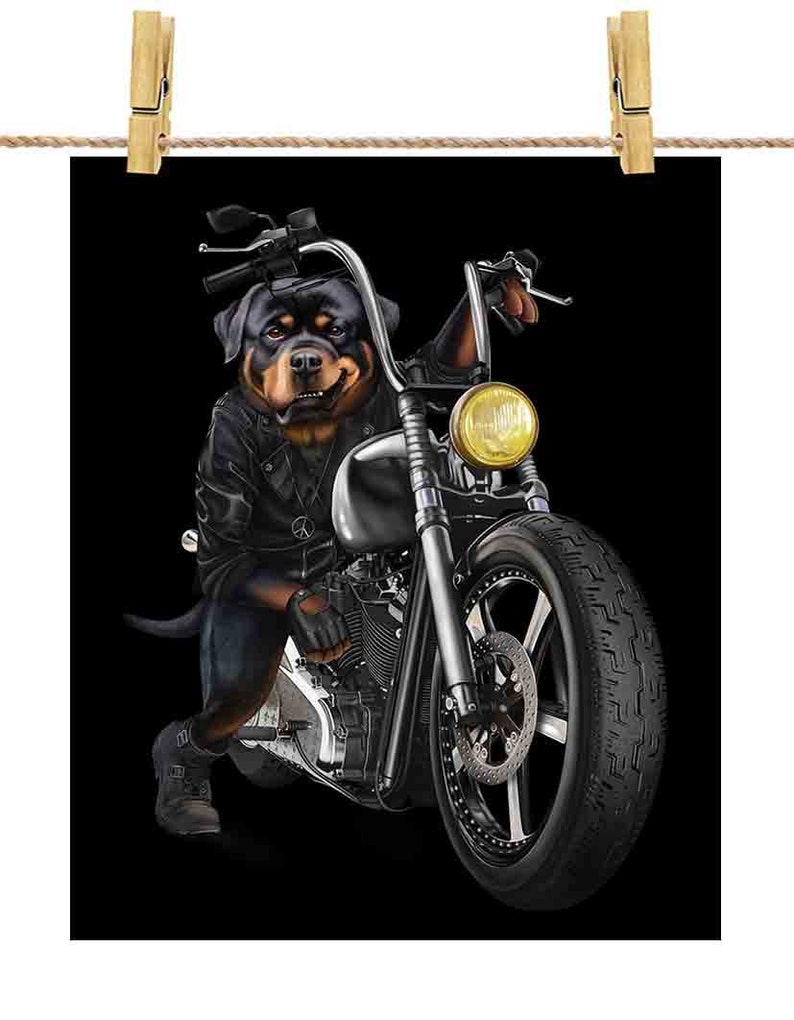 Rottweiler Dog Riding Chopper Motorcycle Custom Poster | Etsy