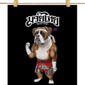 Boxer Dog as a Muay Thai Kickboxing Fighter - Poster Print, Wall Art ...