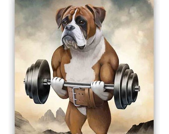 Monster Pug Dog Weightlifting Exercise Fitness Gym Workout Poster Print ...