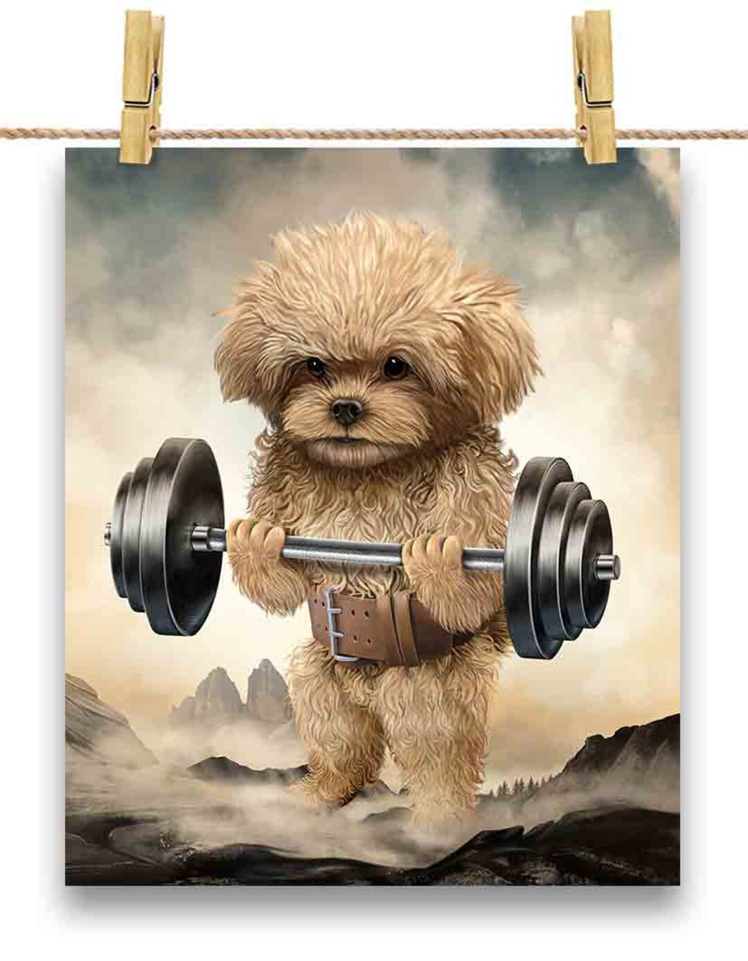Toy Poodle Dog Weightlifting in Fitness Gym - Poster Print, Wall Art ...
