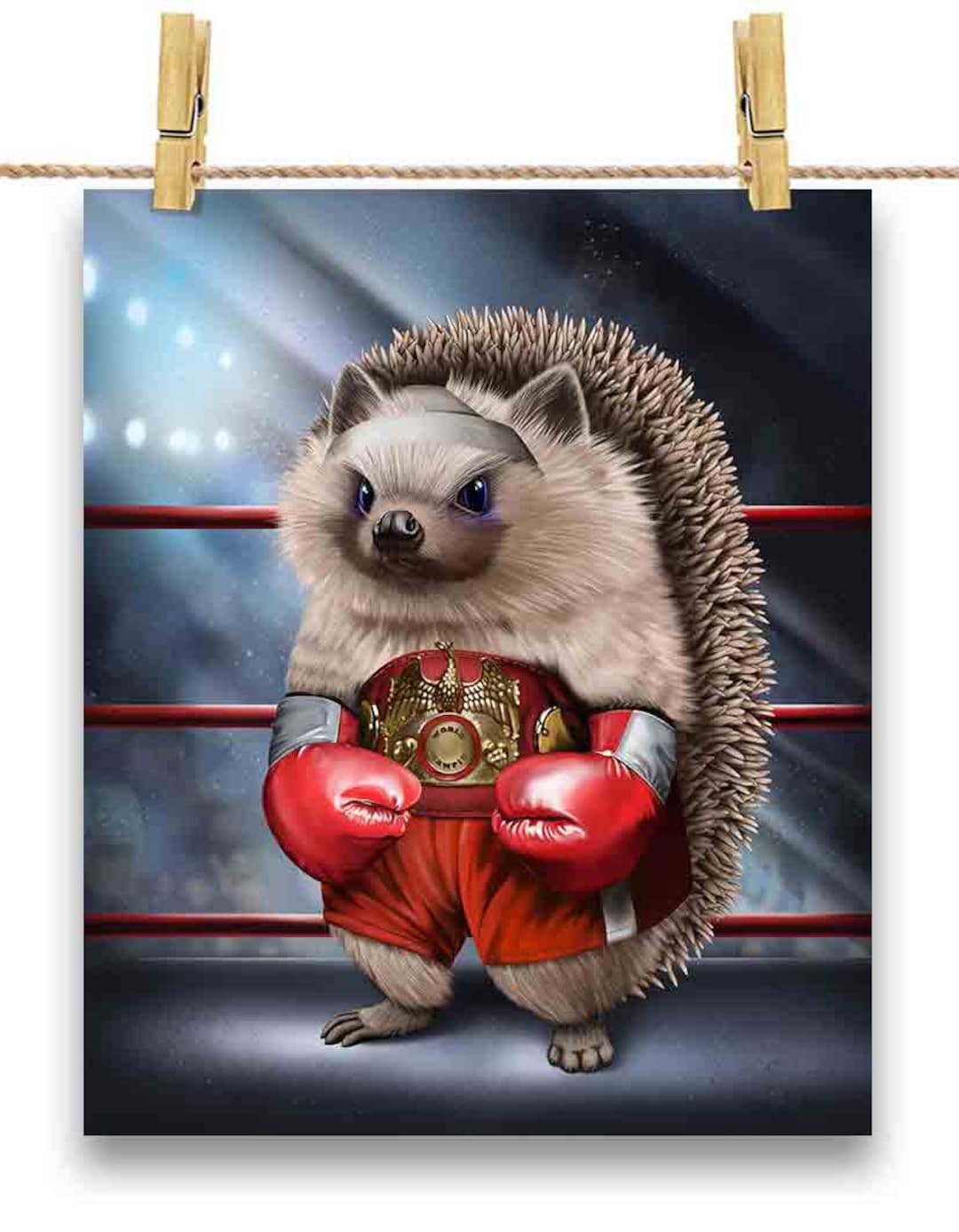 Boxing Champion Hedgehog Fighter - Poster Print, Wall Art, Home Decor ...