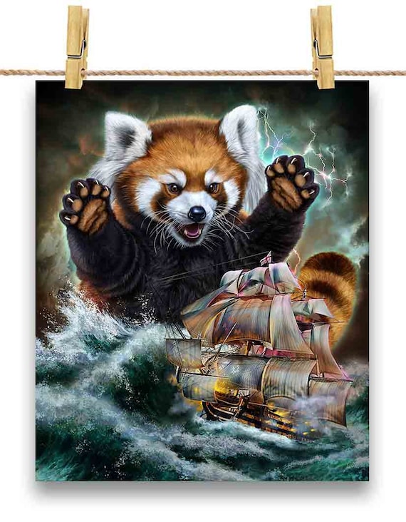 Monster Red Panda Ambushes a Royal Navy Ship in the Ocean - Etsy