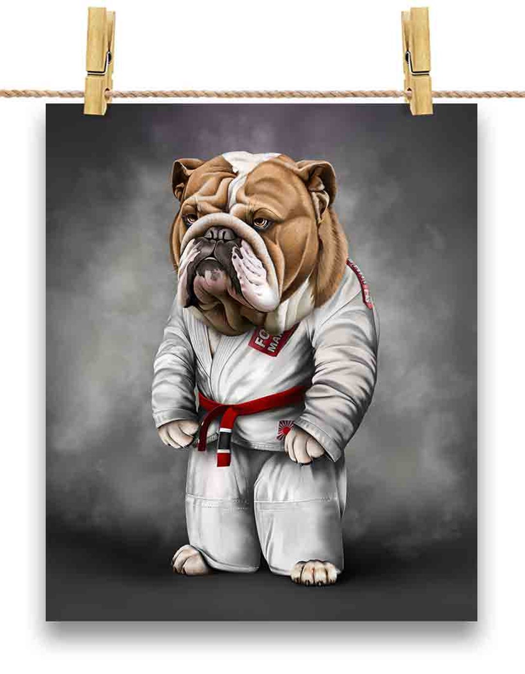 English Bulldog Martial Artist in White Judogi: Judo & Karate - Poster ...