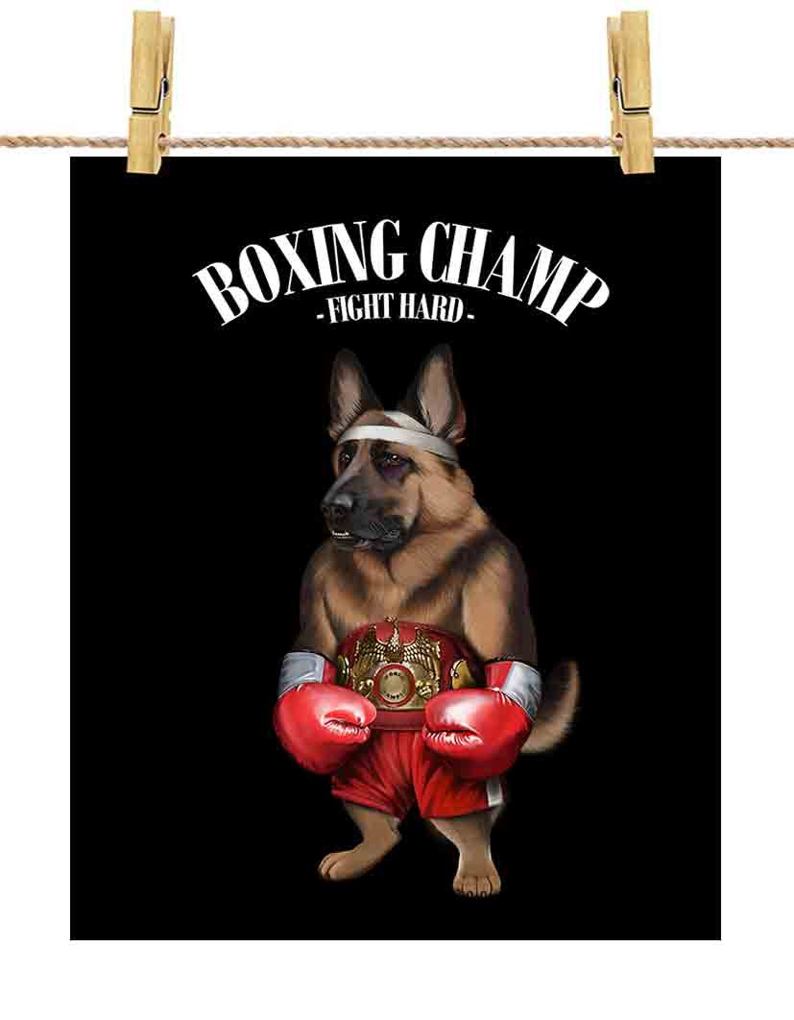 German Shepherd Dog as Boxing Champion Boxer Fighter MMA - Poster Print ...