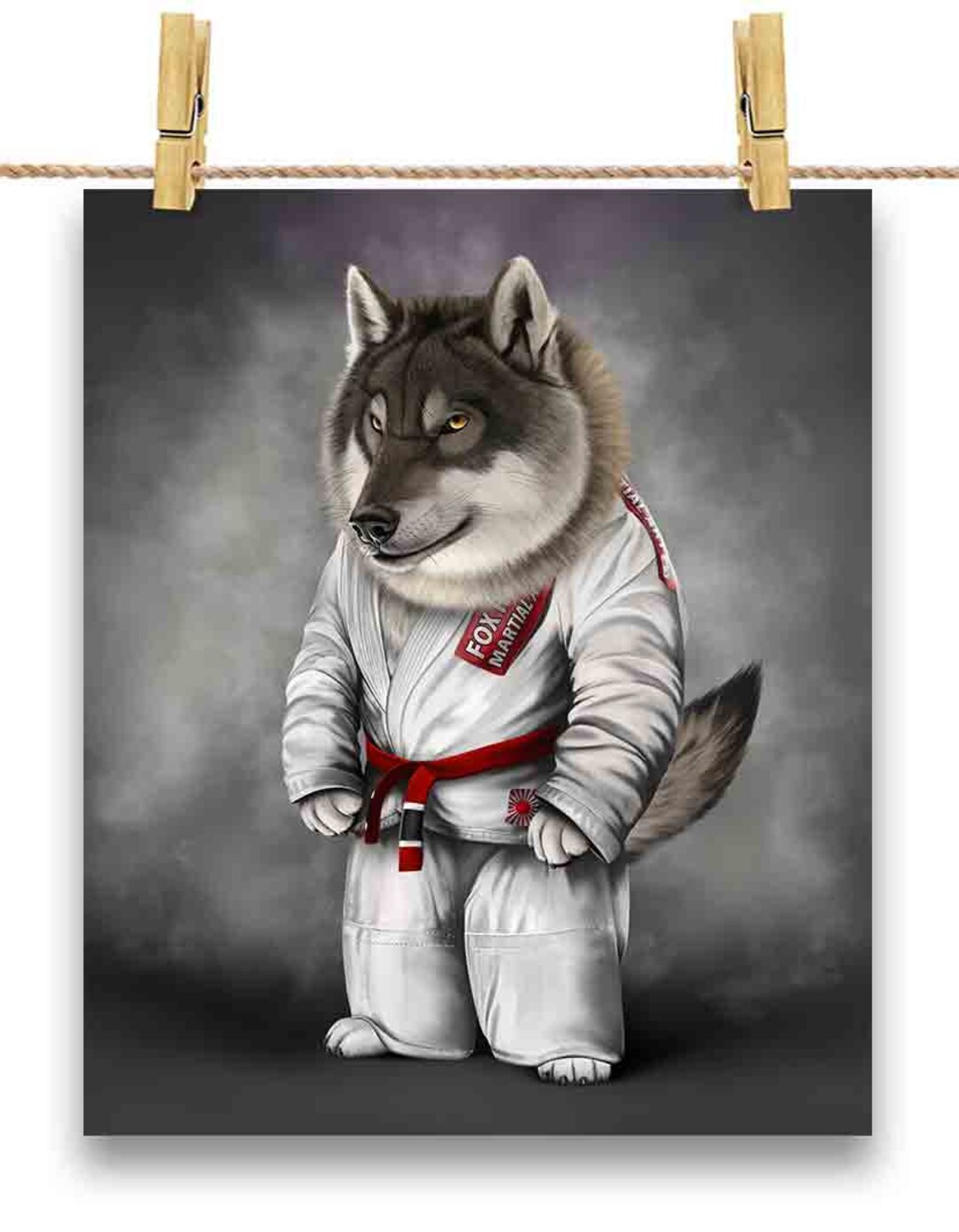 Wolf Martial Artist in White Judogi: Judo & Karate - Poster Print, Wall ...