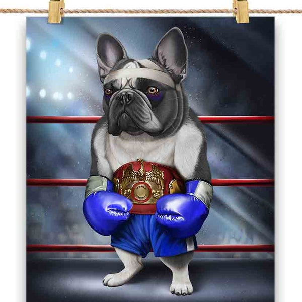 Bull Dog Boxing Art - Etsy