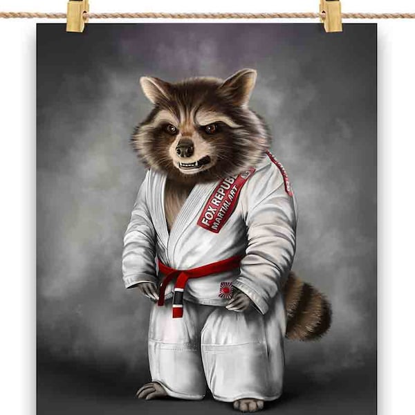 Raccoon Karate - Etsy