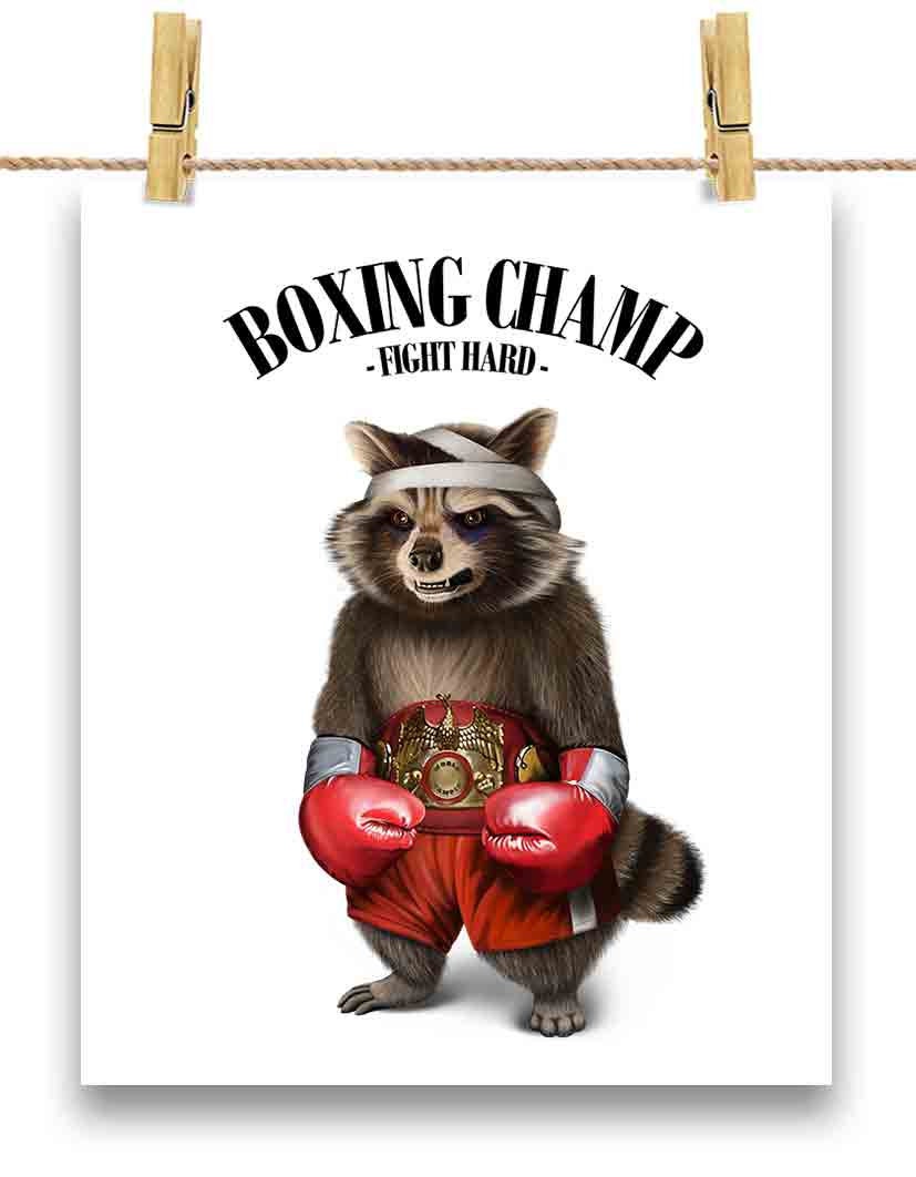 Raccoon as Boxing Champion Boxer Fighter MMA Custom Poster - Etsy UK