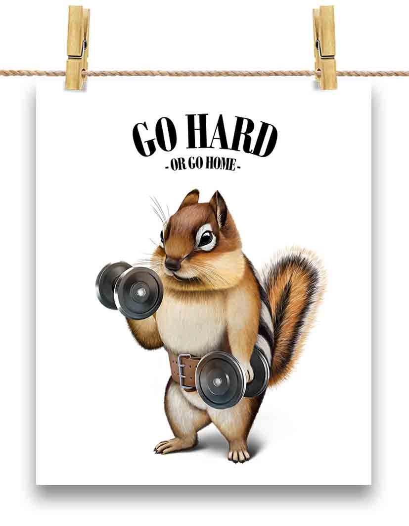 Squirrel Chipmunk Muscle Training Weightlifting With Dumbbell - Etsy