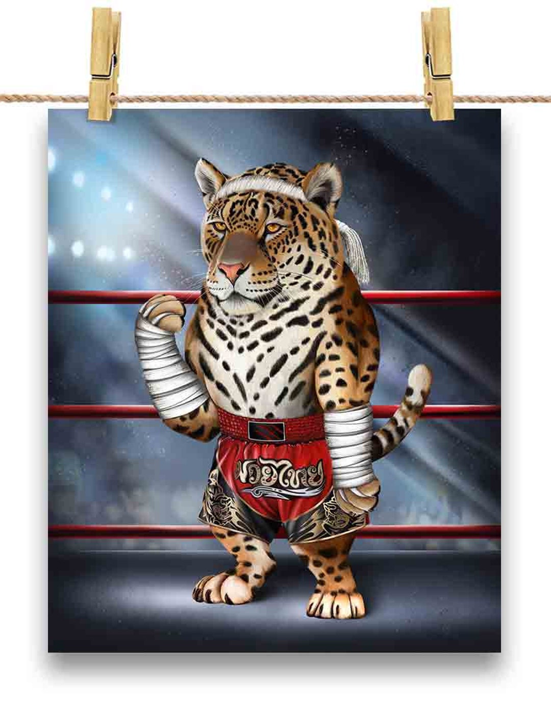 Jaguar Cat as a Muay Thai Kickboxing Fighter - Poster Print, Wall Art ...