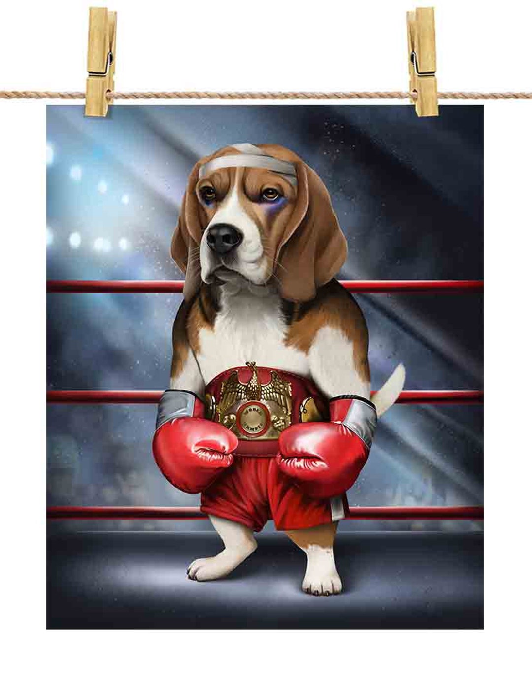 Beagle Dog as Boxing Champion Boxer Fighter MMA Poster Print, Wall Art ...