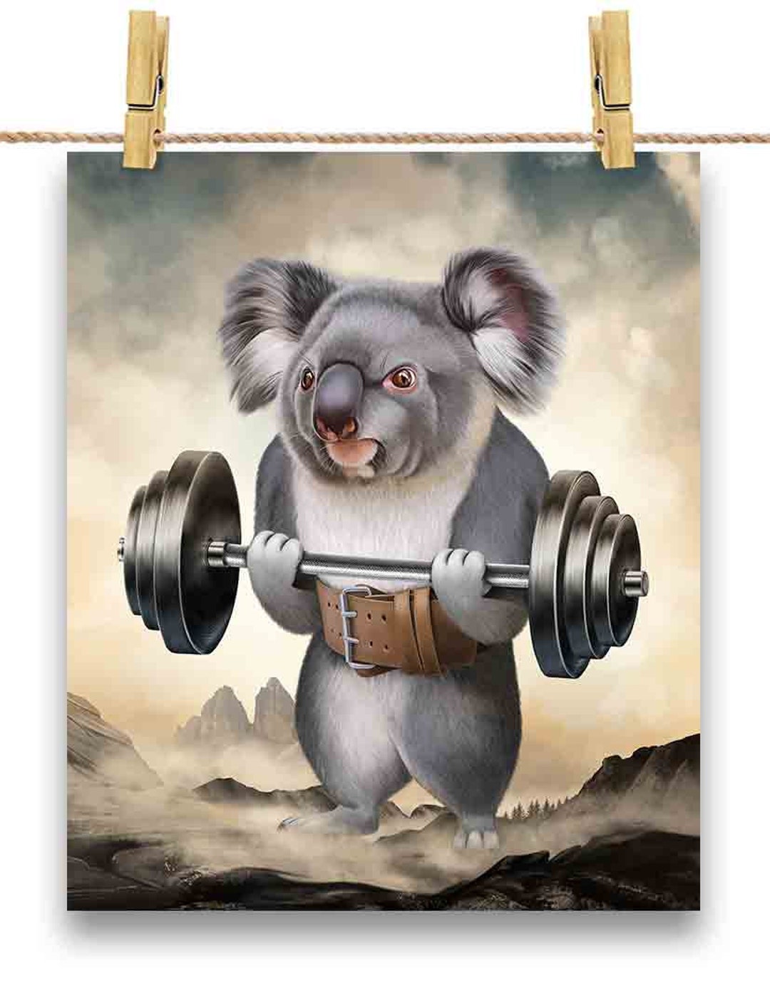 Koala Bear Muscle Training Weightlifting - Poster Print, Wall Art, Home ...