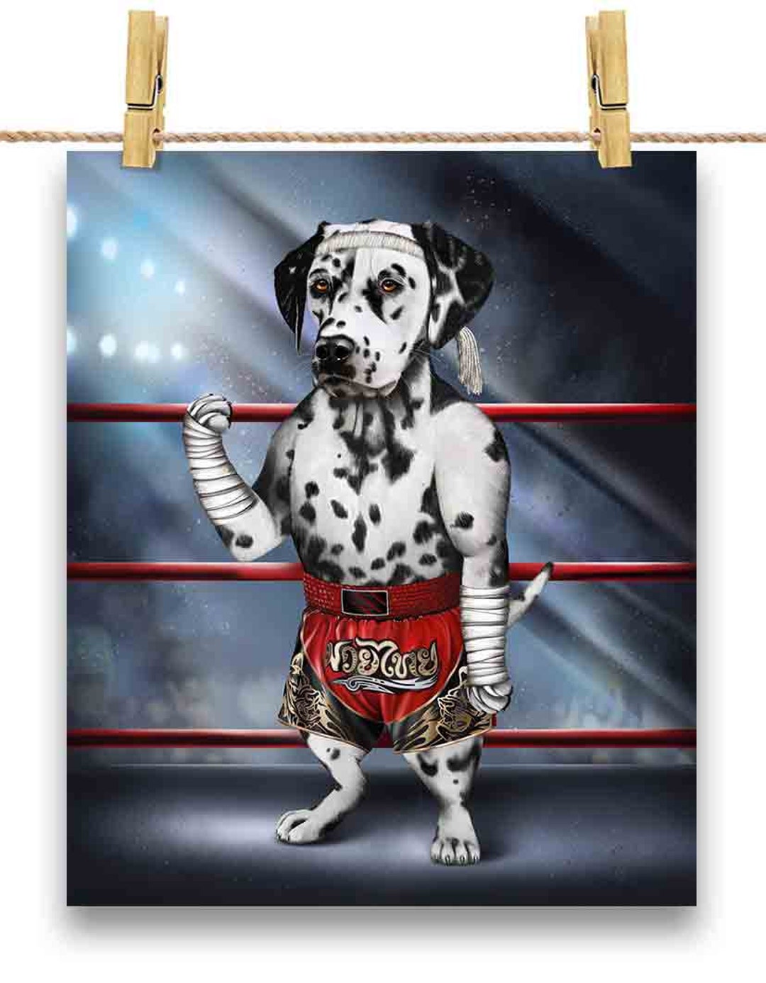 Dalmatian Dog as a Muay Thai Kickboxing Fighter - Poster Print, Wall ...