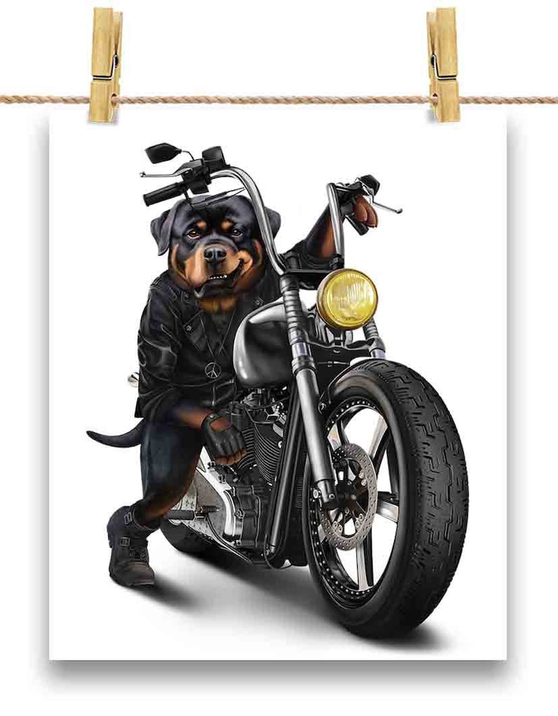 Rottweiler Dog Riding Chopper Motorcycle Custom Poster - Etsy
