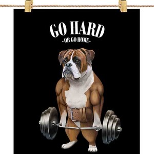 Boxer Dog Muscle Training With Barbell Shrug Bar Fitness Gym - Poster ...