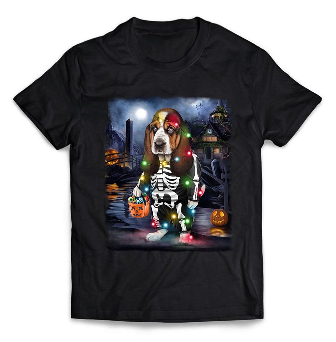 Basset Hound Dog Dress up in Skeleton Costume for Halloween - Short ...
