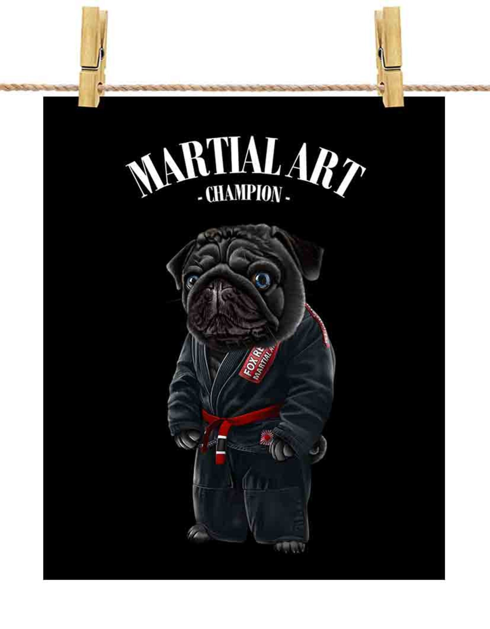 Black Pug Dog Martial Artist in Black Judogi: Judo & Karate Poster ...