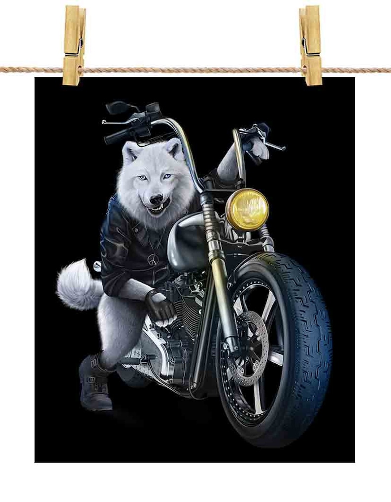 Wolf Riding Chopper Motorcycle in Full Moon Custom Poster - Etsy