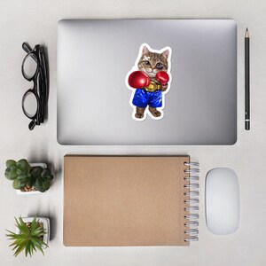 Tabby Cat as Boxer, Boxing Champion - Bubble-free Stickers, Laptop ...