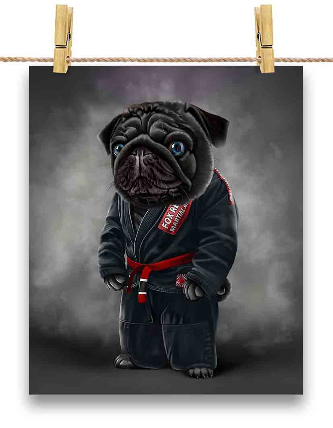 Black Pug Dog Martial Artist in Black Judogi: Judo & Karate - Poster ...